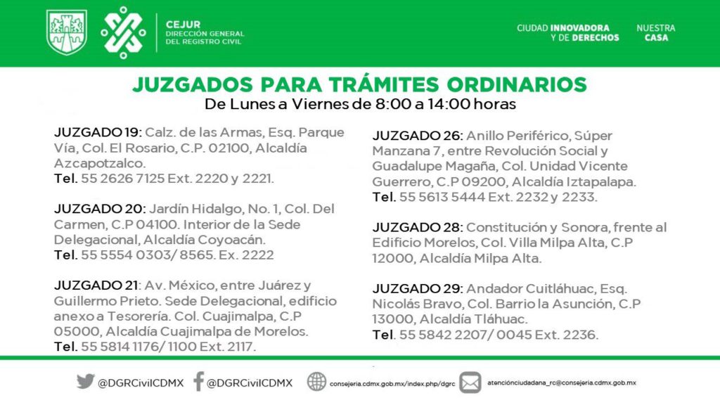 Juzgados Del Registro Civil Abiertos En Cdmx Para Tramitar Actas De